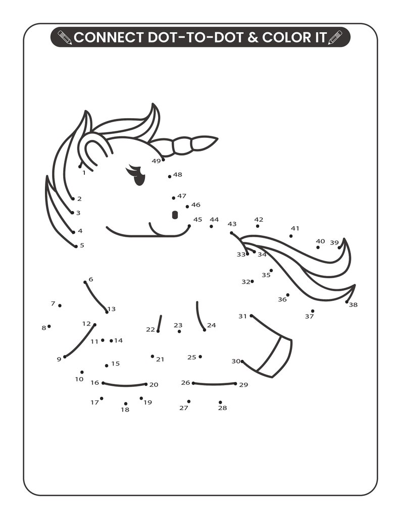 90 Unicorn Dot-to-dot Activity Sheets - Fun & Easy Unicorn Connect the ...