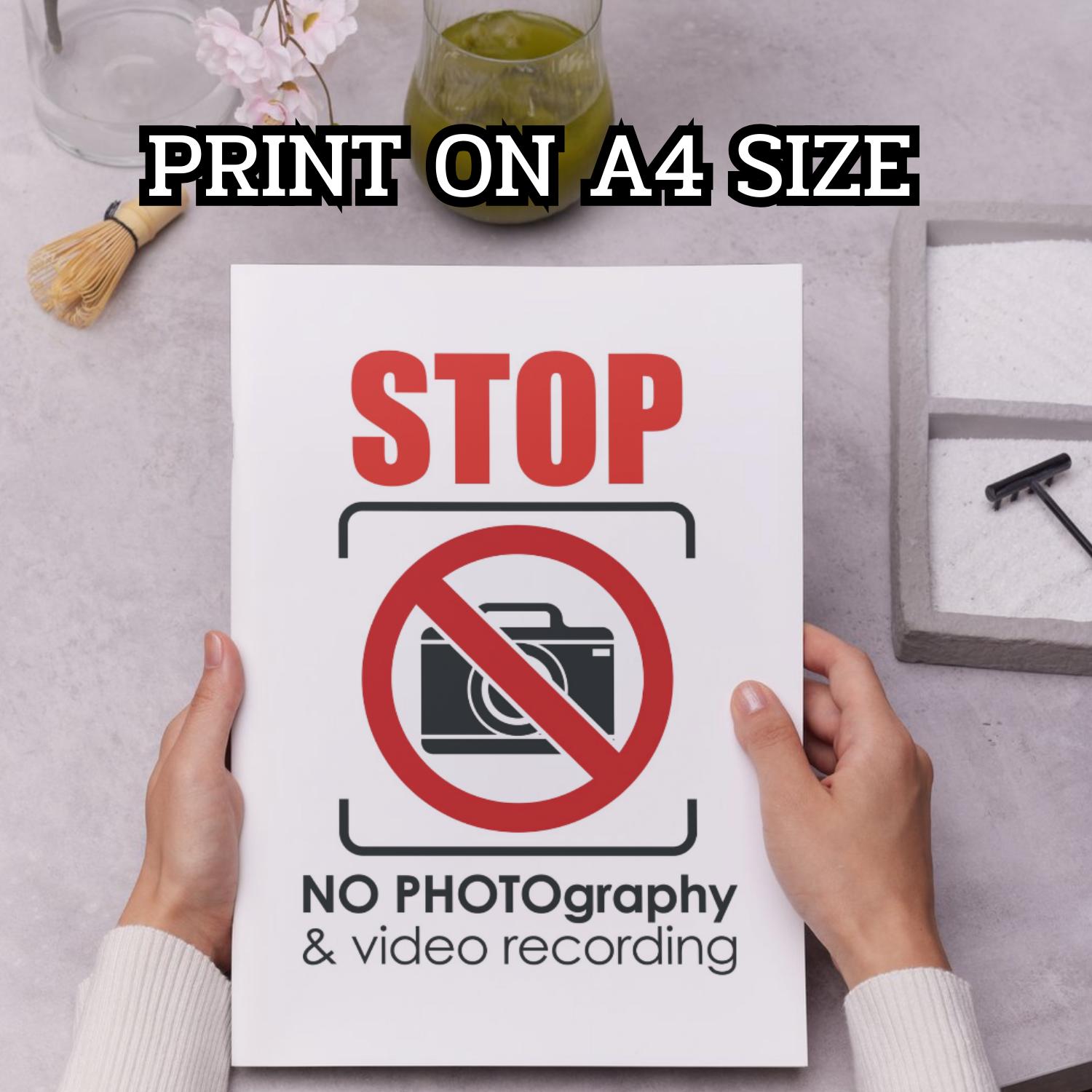 Printable "stop No Photography & Video Recording" Sign - A4 PDF ...