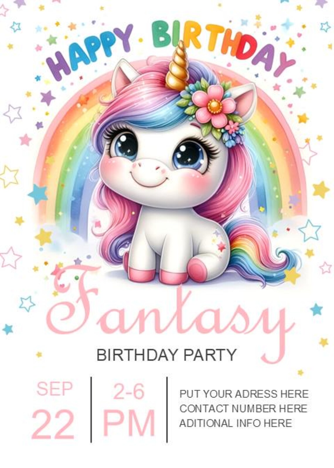 Editable Unicorn Birthday Invitation - Custom Unicorn Party Invite PDF ...