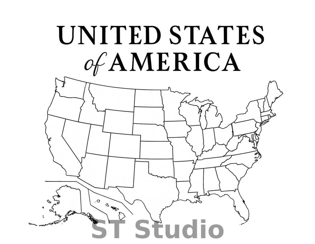 Printable Blank US Map Coloring Page | Educational USA Map for Kids ...