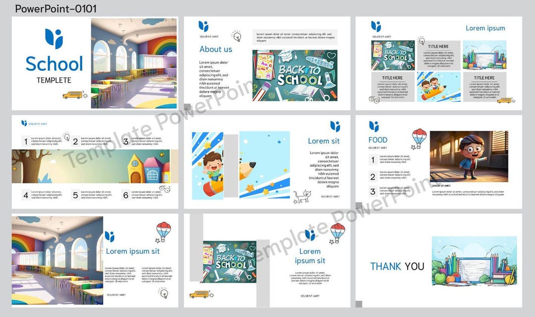 School-themed Educational Powerpoint Template - 9 Editable Slides for ...