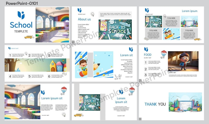 School-themed Educational Powerpoint Template - 9 Editable Slides for ...