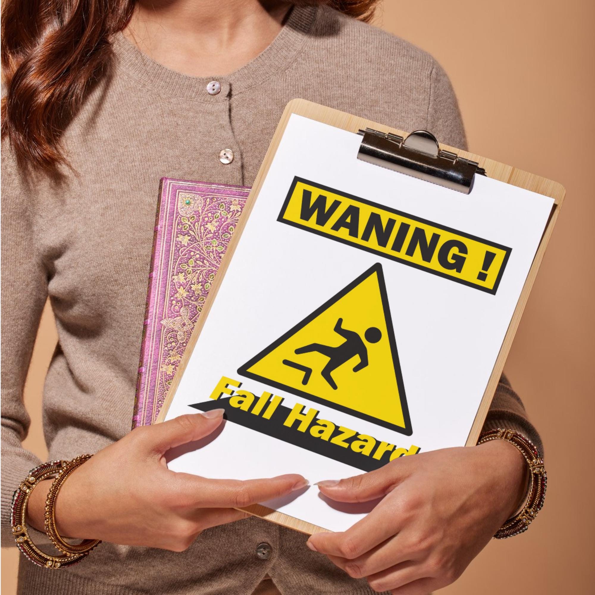 Warning Fall Hazard Sign - A4 Size, Printable JPG & PDF, Safety Notice ...