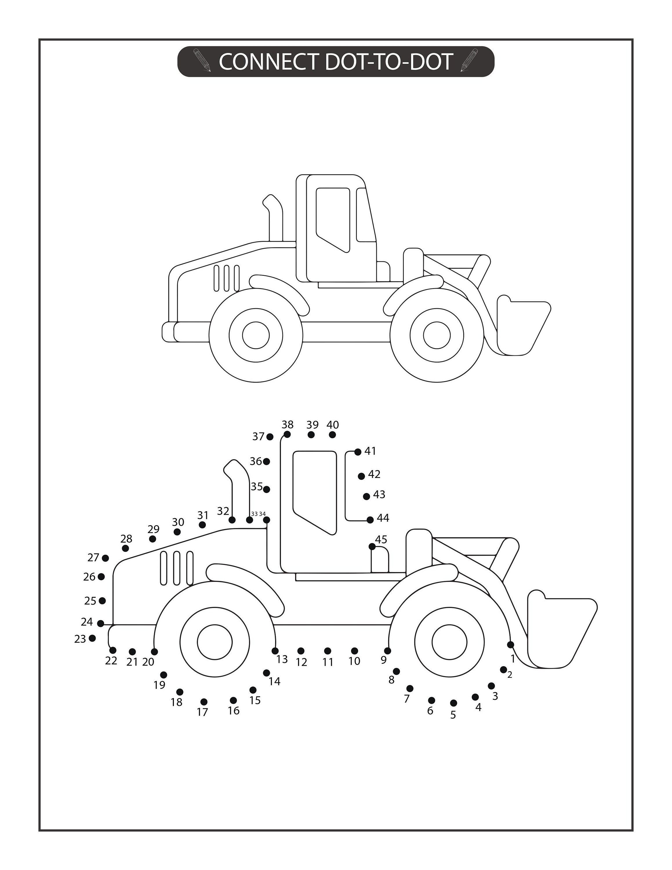 90 Truck Dot to Dot Activity Sheets - Printable Vehicle Dot to Dot for ...