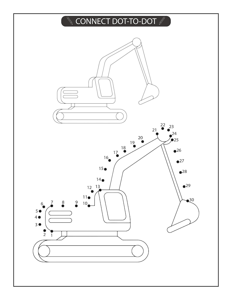 Truck Dot to Dot Activity Sheets Printable Vehicle Dot to Dot for Kids ...
