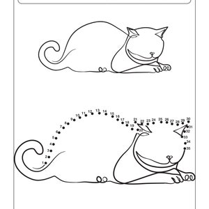 Cute Cat Dot to Dot Printable - Cat Dot to Dot Coloring Pages - Instant ...