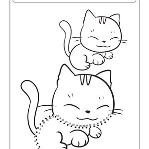 Cute Cat Dot to Dot Printable - Cat Dot to Dot Coloring Pages - Instant ...
