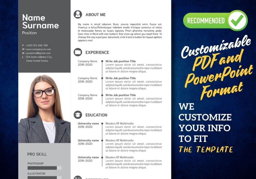 Simple and Customizable Resume Template Editable PDF and Powerpoint ...