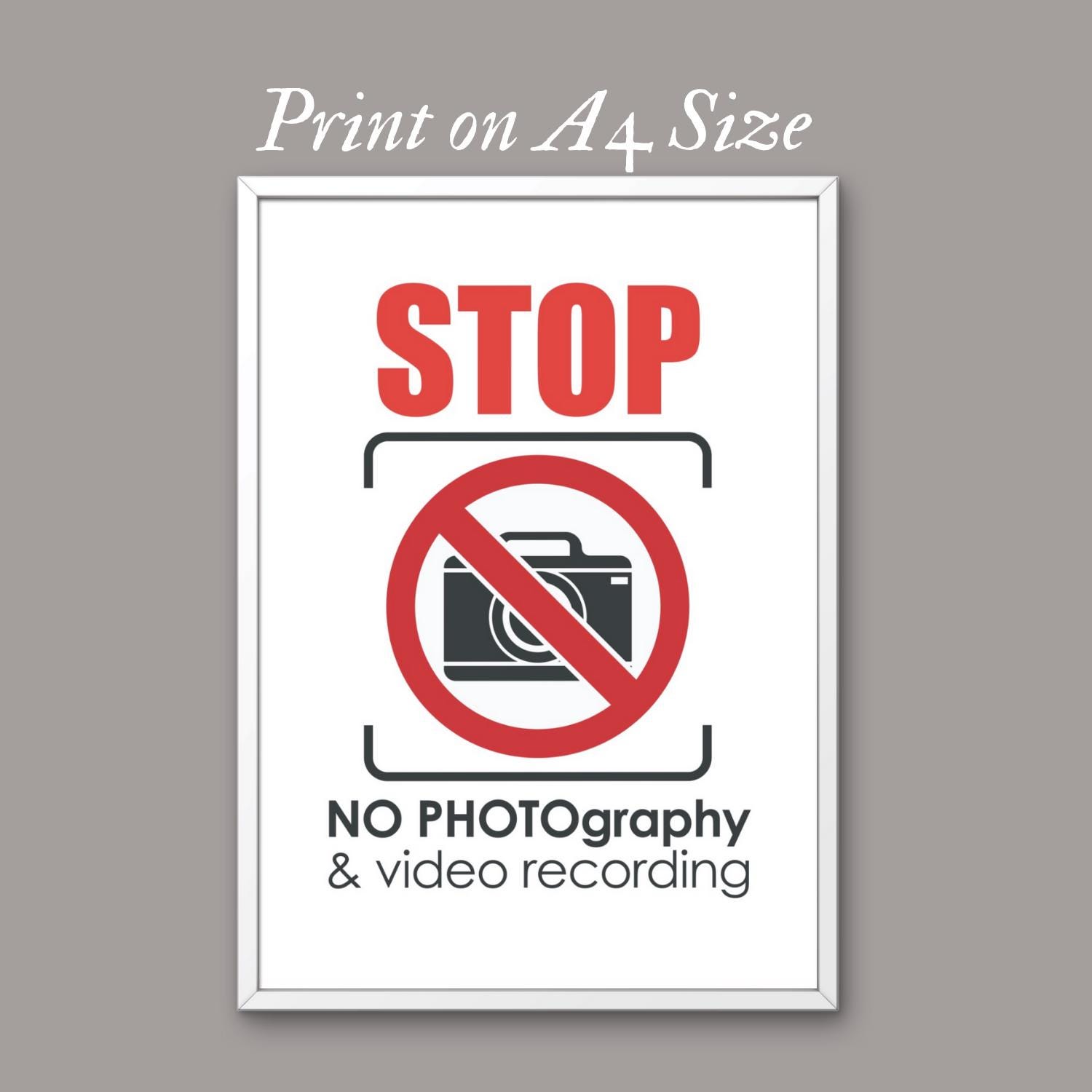 Printable "stop No Photography & Video Recording" Sign - A4 PDF ...