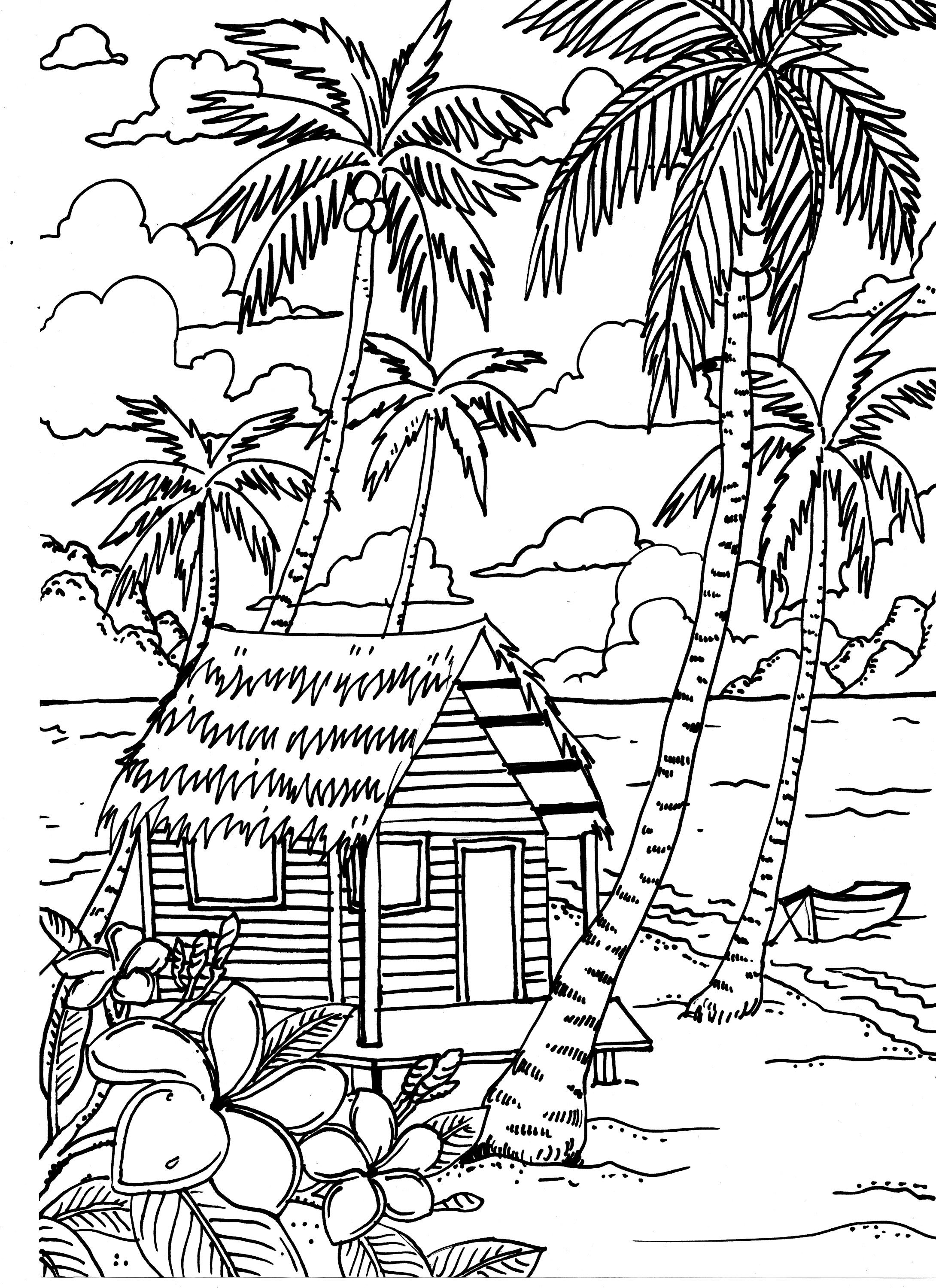 10 Printable Beach and Tropical Coloring Sheets - Underwater & Tropical ...