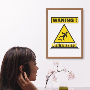 Warning Fall Hazard Sign - A4 Size, Printable JPG & PDF, Safety Notice ...