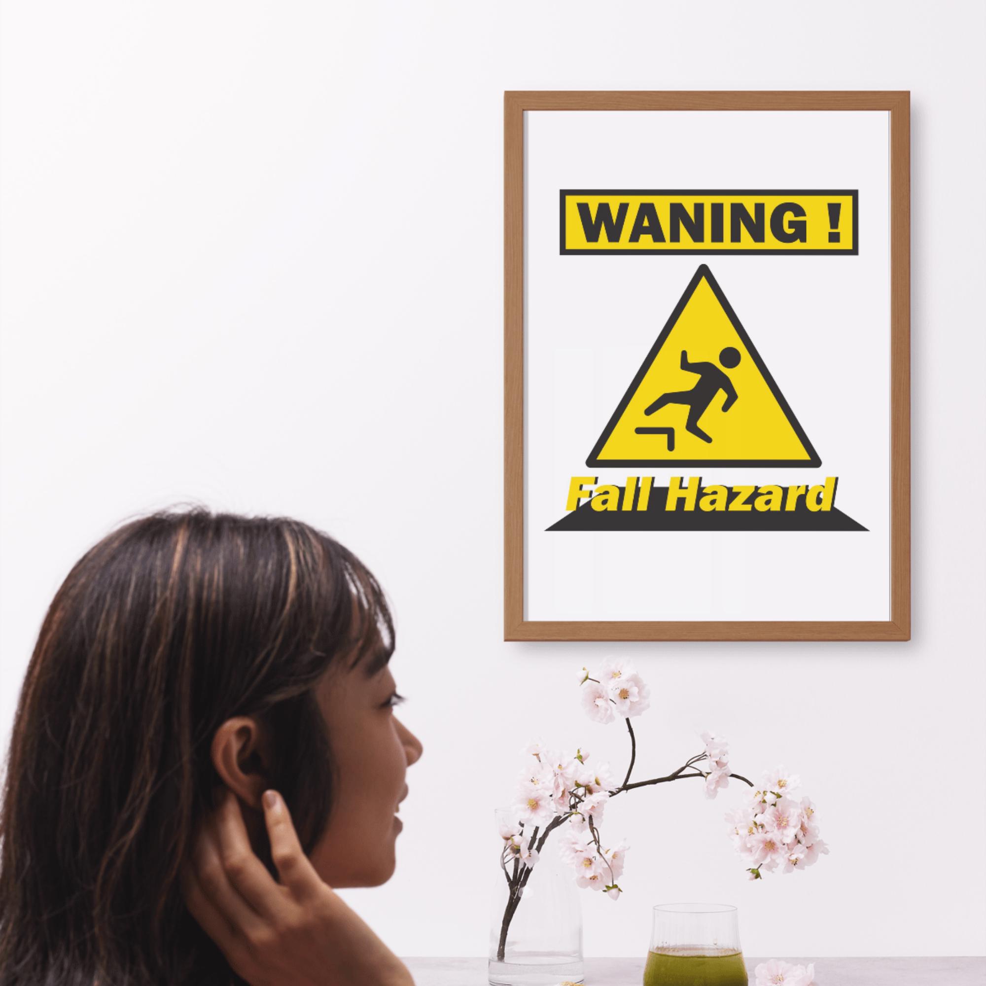 Warning Fall Hazard Sign - A4 Size, Printable JPG & PDF, Safety Notice ...