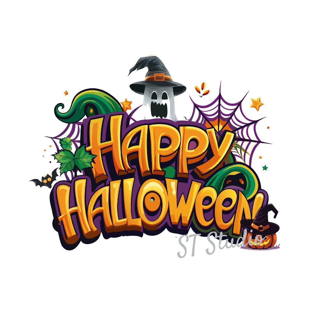 Happy Halloween SVG and PNG Files - Fun Ghost, Pumpkin, and Spider Web ...