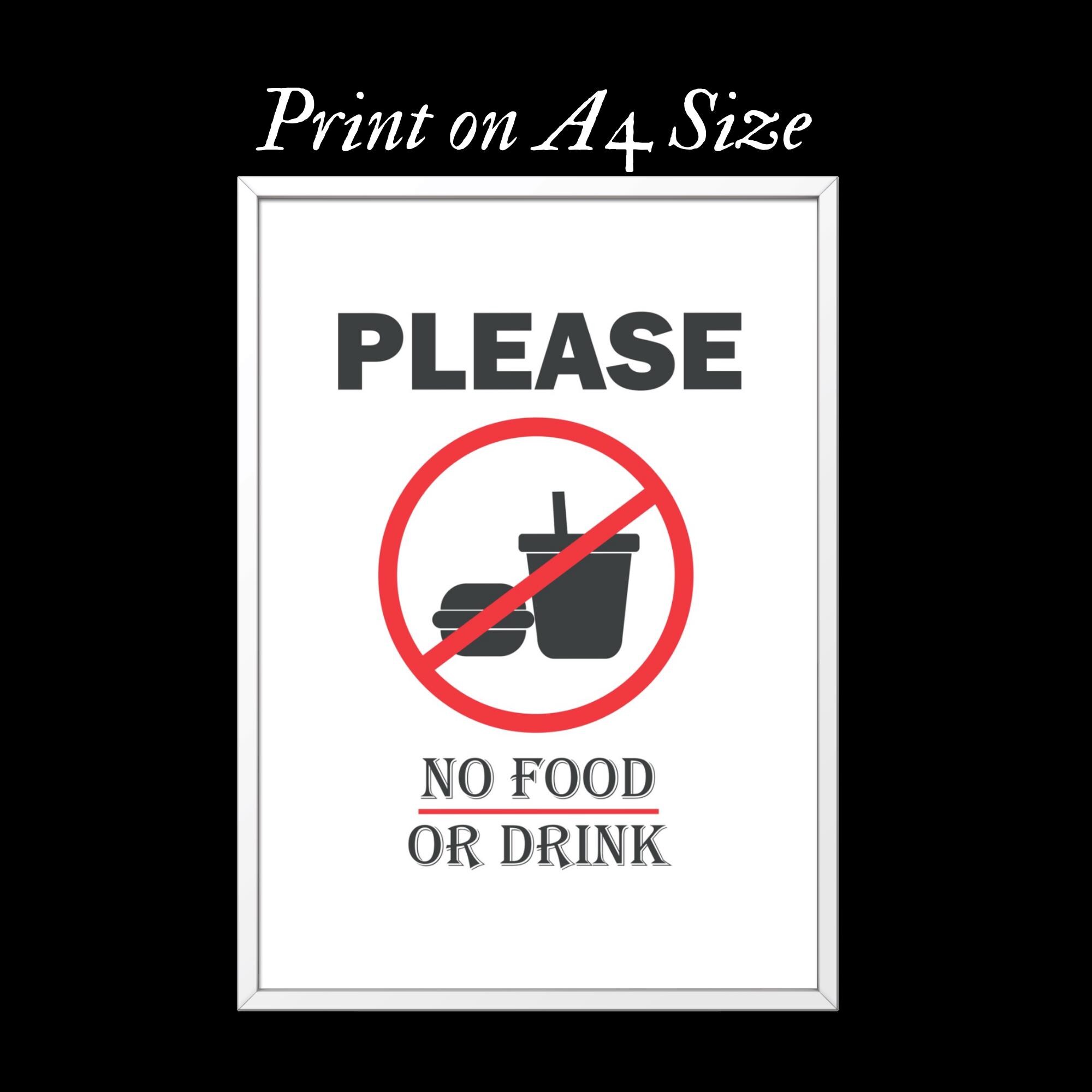 Printable "please No Food or Drink" Sign - A4 PDF, Instant Download for ...