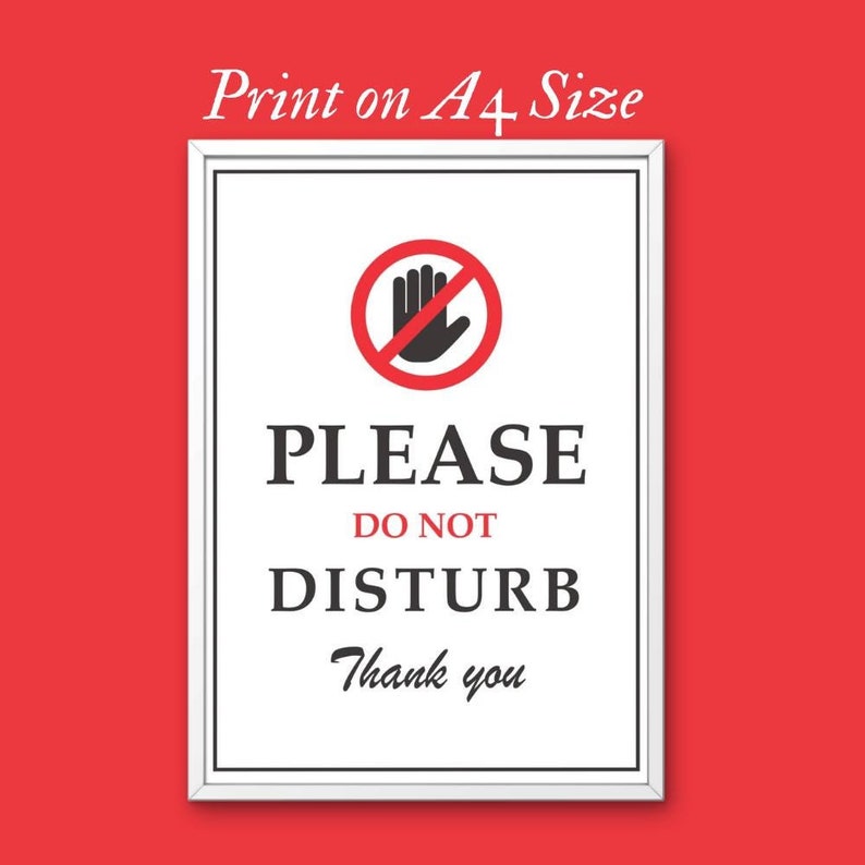 Printable Do Not Disturb Sign PDF | A4 Size Door Sign | Privacy Sign ...