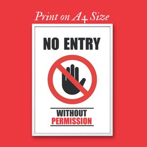 No Entry" Sign PDF - Do Not Enter Sign, A4 Size, Instant Download for ...
