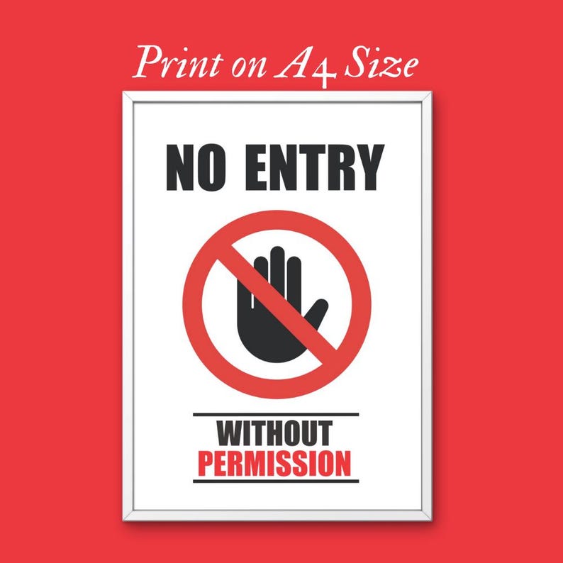 No Entry" Sign PDF - Do Not Enter Sign, A4 Size, Instant Download for ...