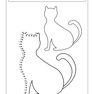 Cute Cat Dot to Dot Printable - Cat Dot to Dot Coloring Pages - Instant ...