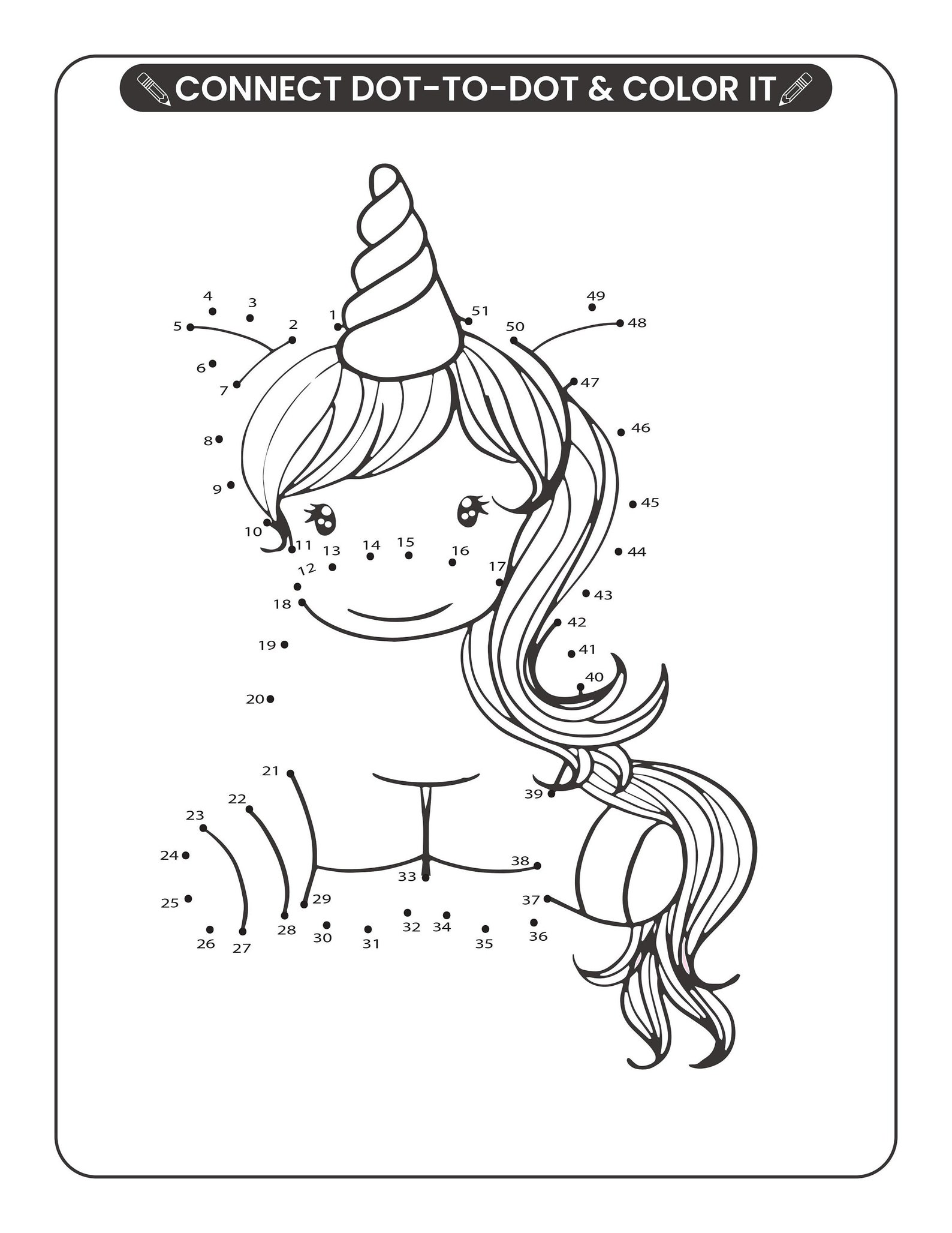 90 Unicorn Dot-to-dot Activity Sheets - Fun & Easy Unicorn Connect the ...