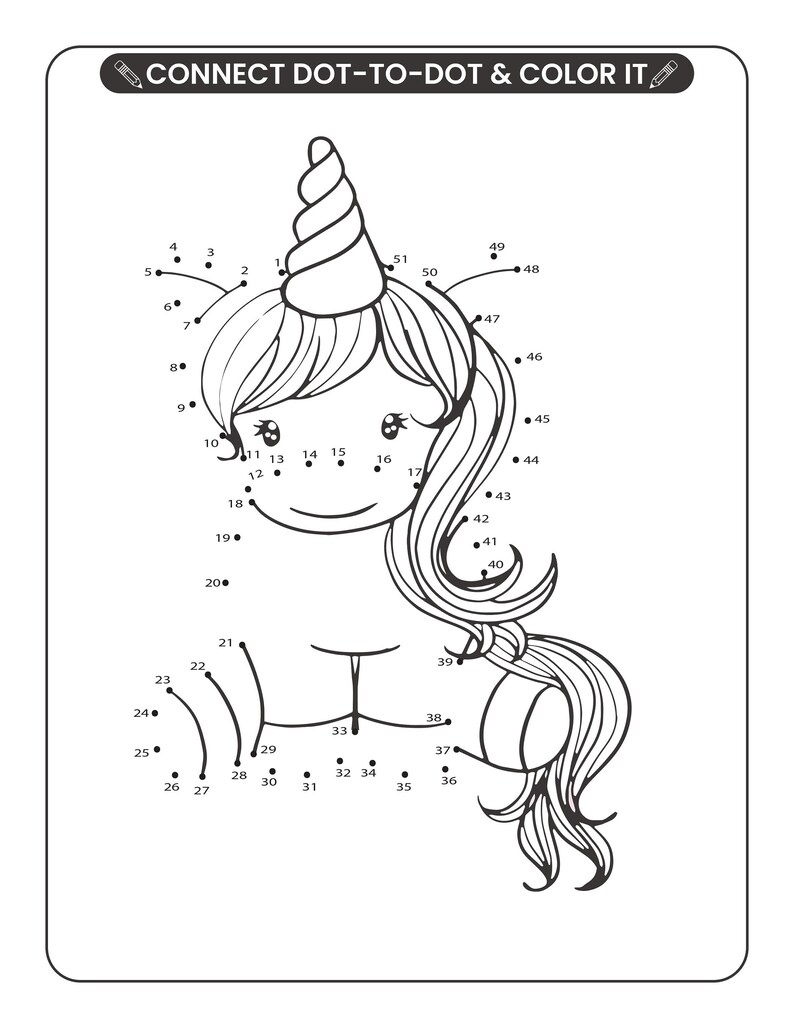 90 Unicorn Dot-to-dot Activity Sheets - Fun & Easy Unicorn Connect the ...