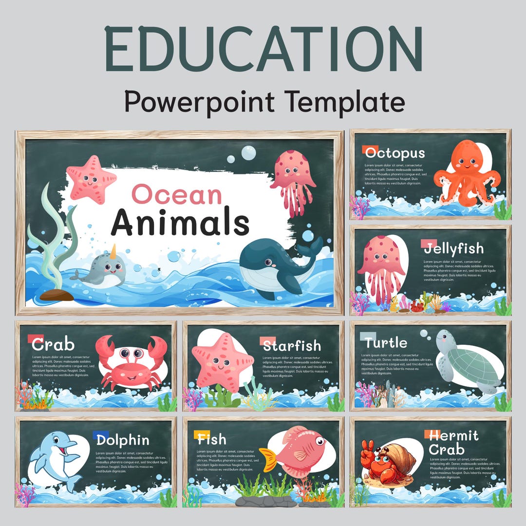 Ocean Animals Powerpoint Template | Underwater Theme Presentation for ...