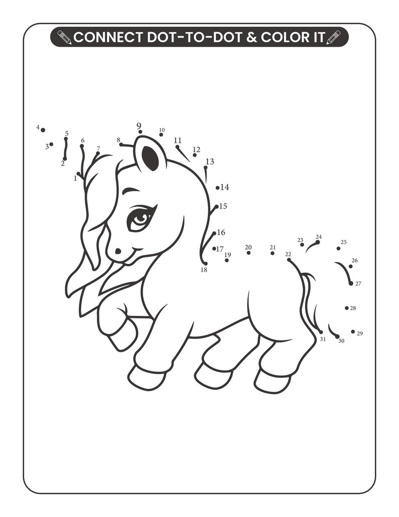 90 Unicorn Dot-to-dot Activity Sheets - Fun & Easy Unicorn Connect the ...