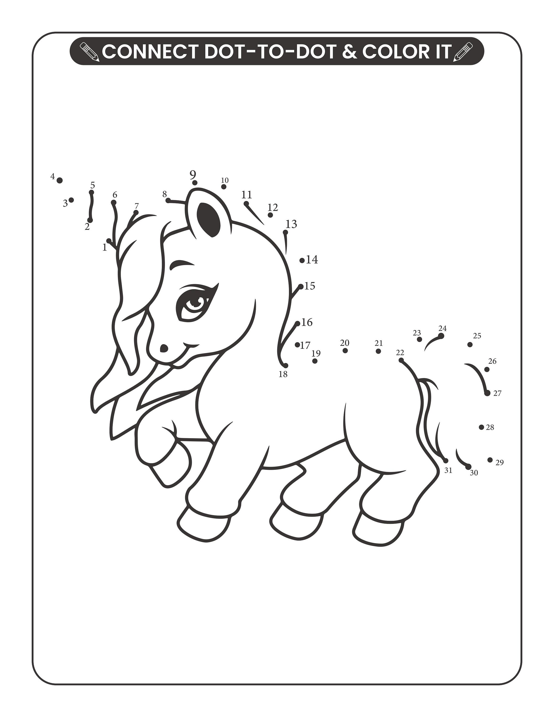 90 Unicorn Dot-to-dot Activity Sheets - Fun & Easy Unicorn Connect the ...