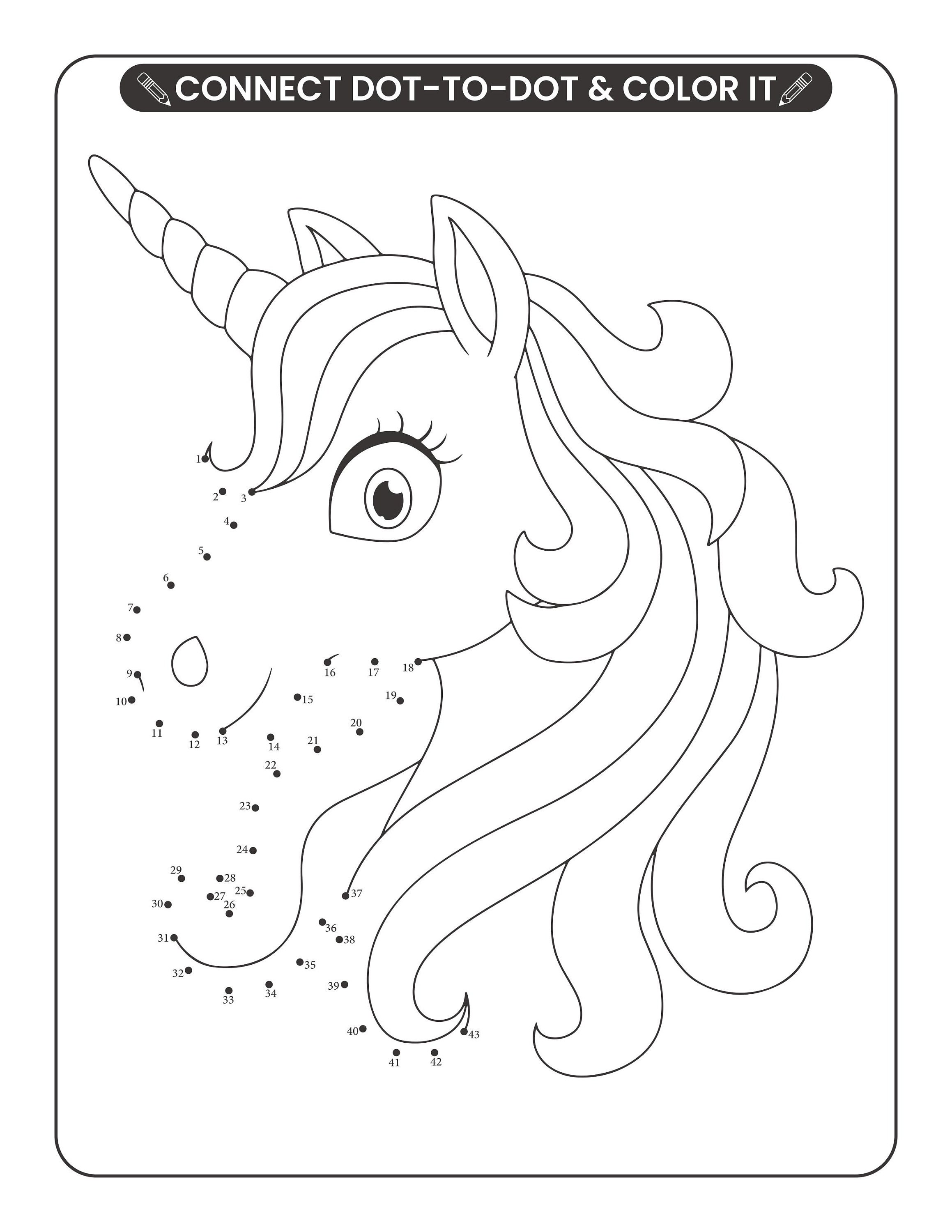 90 Unicorn Dot-to-dot Activity Sheets - Fun & Easy Unicorn Connect the ...