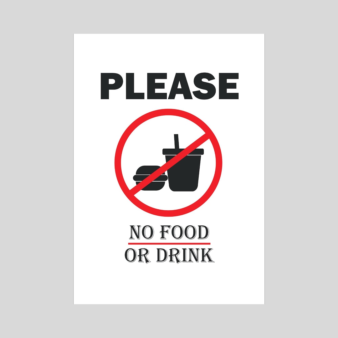 Printable "please No Food or Drink" Sign - A4 PDF, Instant Download for ...