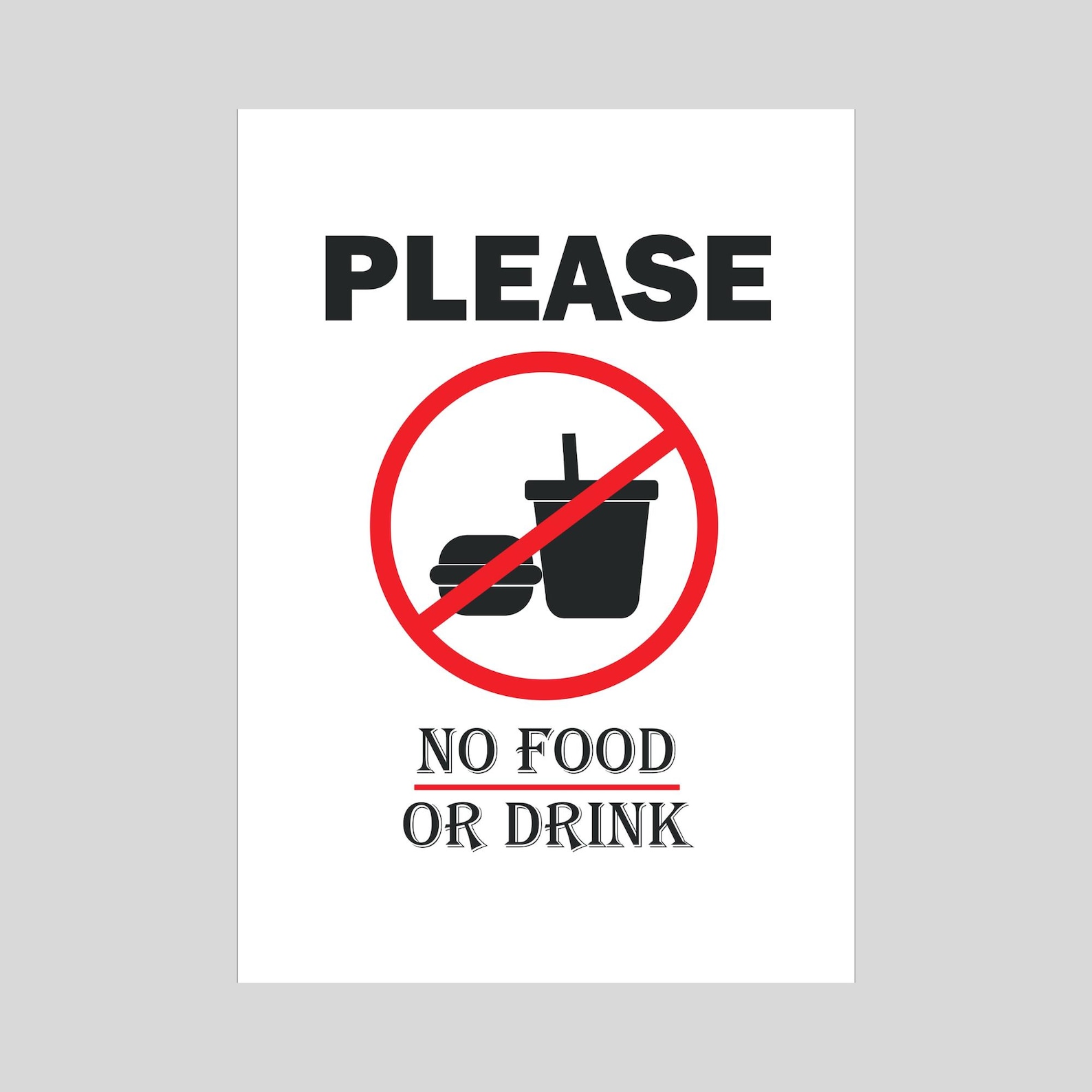 Printable "please No Food or Drink" Sign - A4 PDF, Instant Download for ...