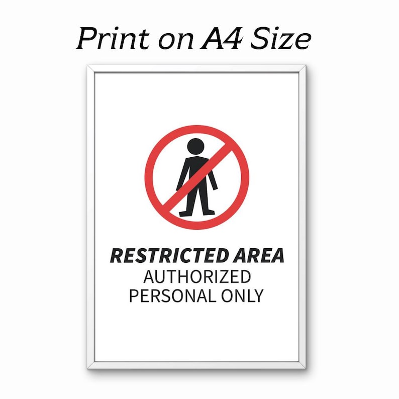 Restricted Area Sign - Authorized Personnel Only - Printable A4 PDF ...