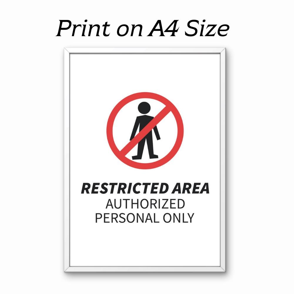 Restricted Area Sign Authorized Personnel Only Printable A4 PDF & JPG ...