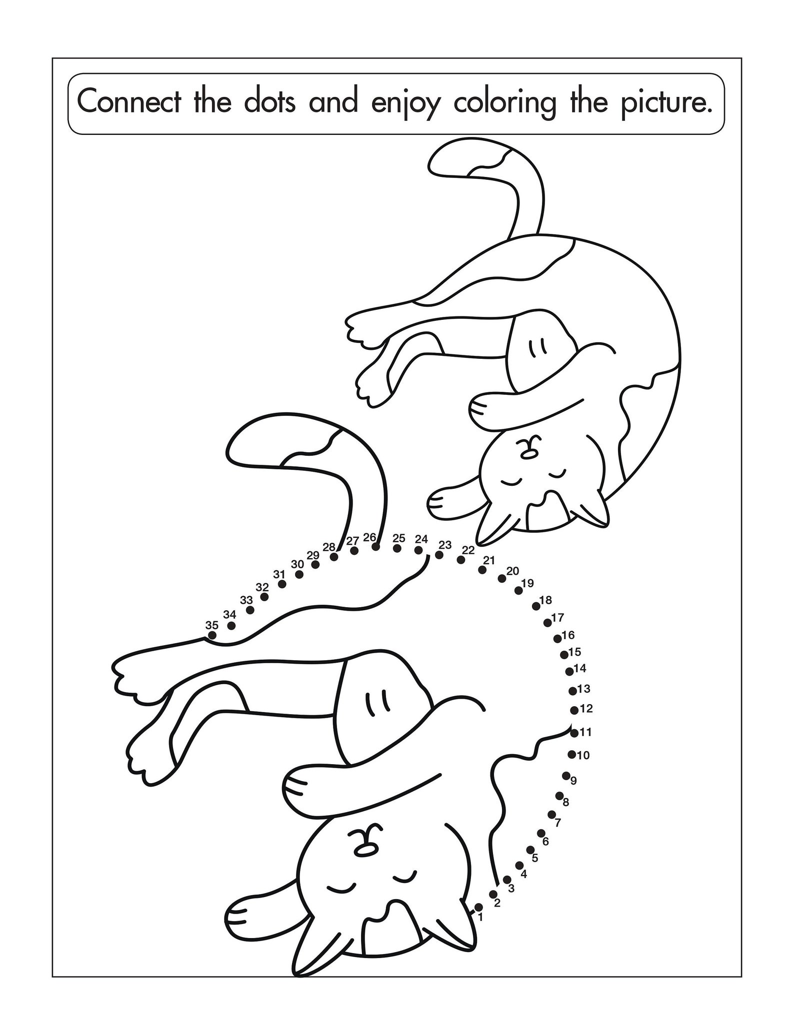 Cute Cat Dot to Dot Printable - Cat Dot to Dot Coloring Pages - Instant ...