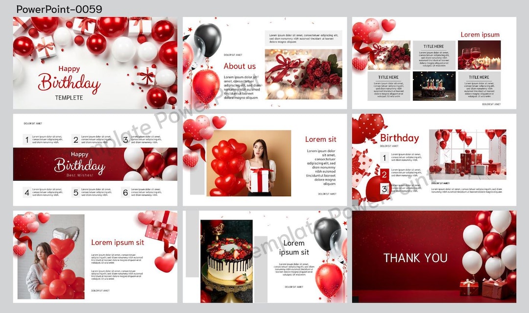 Red-themed Birthday Party Slideshow Presentation - Custom Powerpoint ...