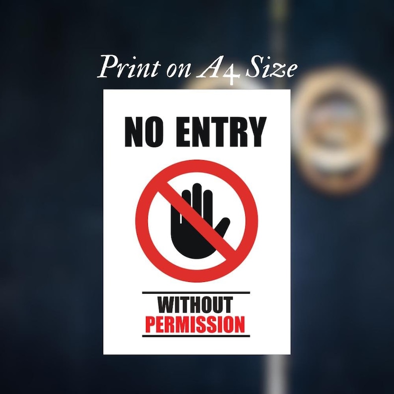 No Entry" Sign PDF - Do Not Enter Sign, A4 Size, Instant Download for ...