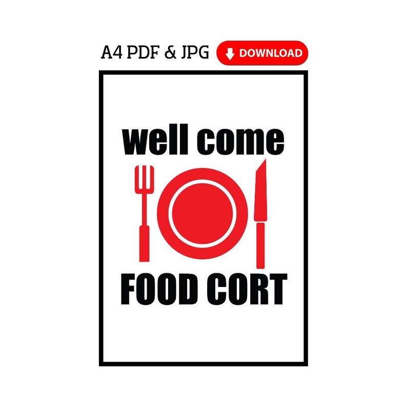 Printable Welcome Food Court Sign High-quality A4 PDF and JPG Files ...