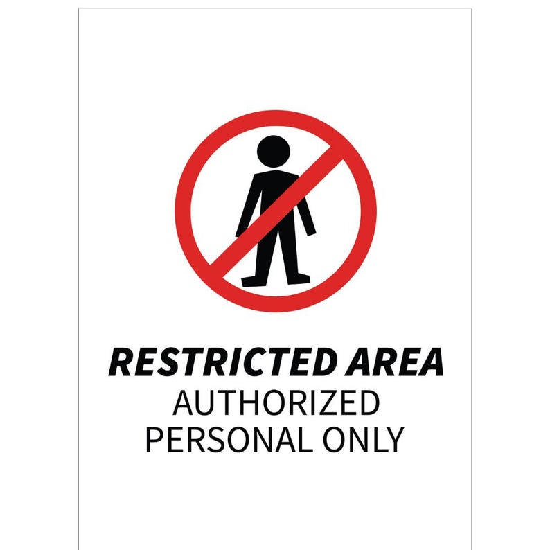 Restricted Area Sign Authorized Personnel Only Printable A4 PDF & JPG ...