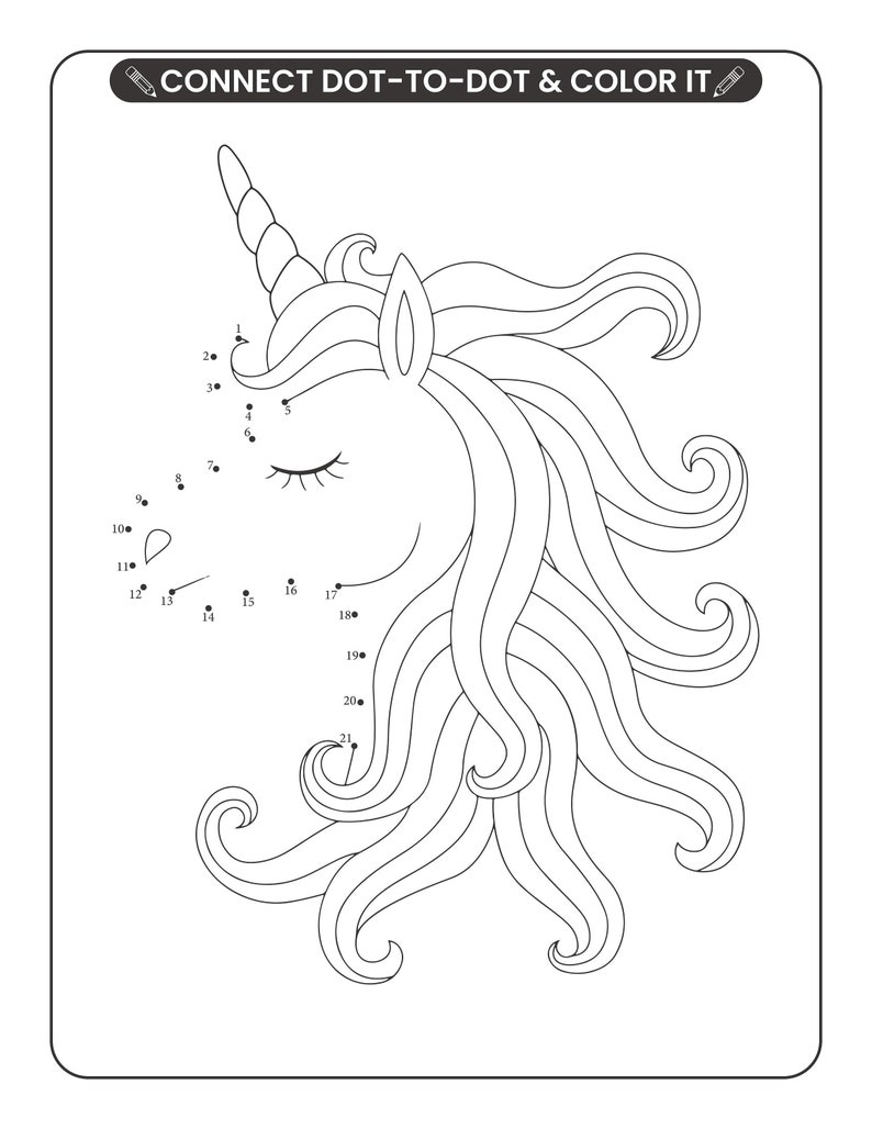 90 Unicorn Dot-to-dot Activity Sheets - Fun & Easy Unicorn Connect the ...