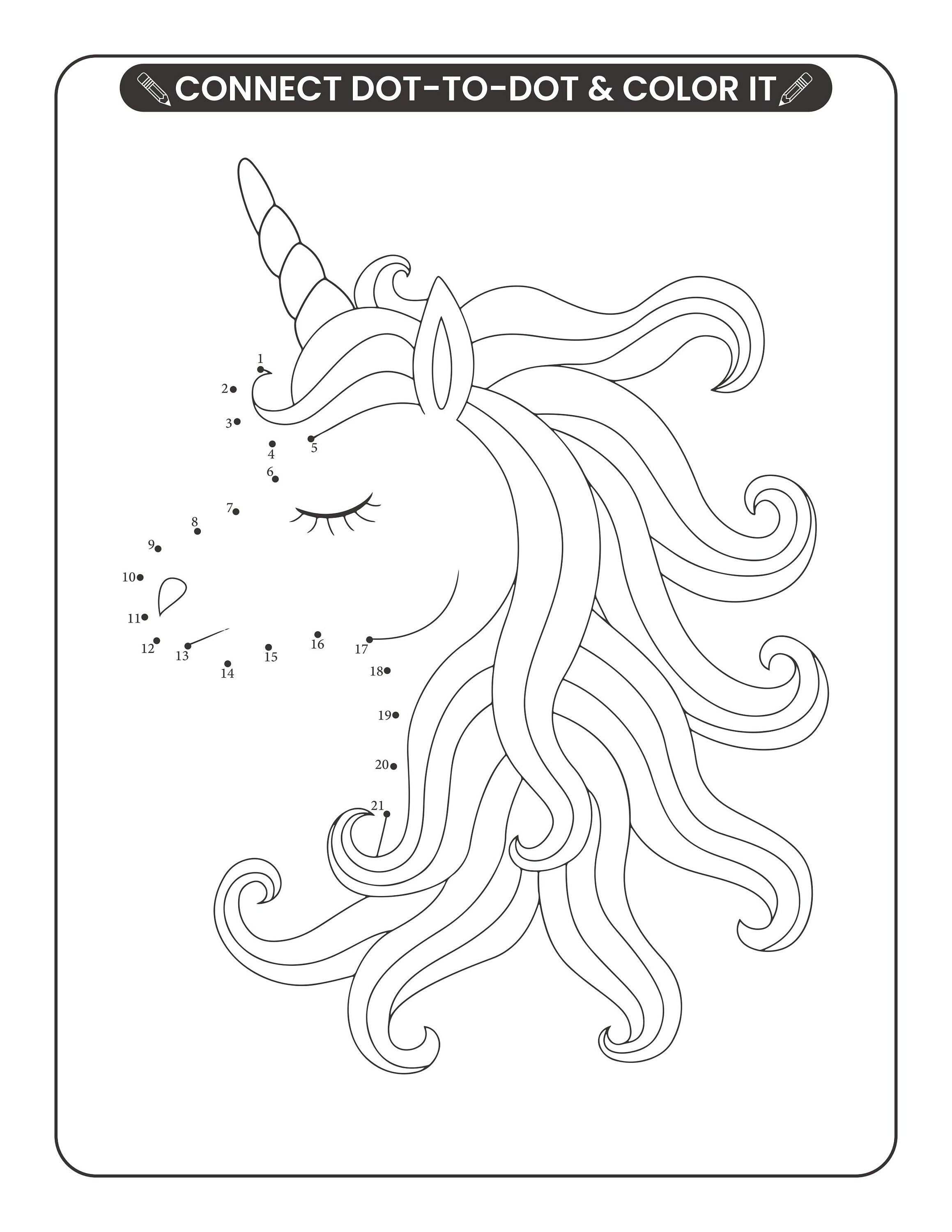 90 Unicorn Dot-to-dot Activity Sheets - Fun & Easy Unicorn Connect the ...