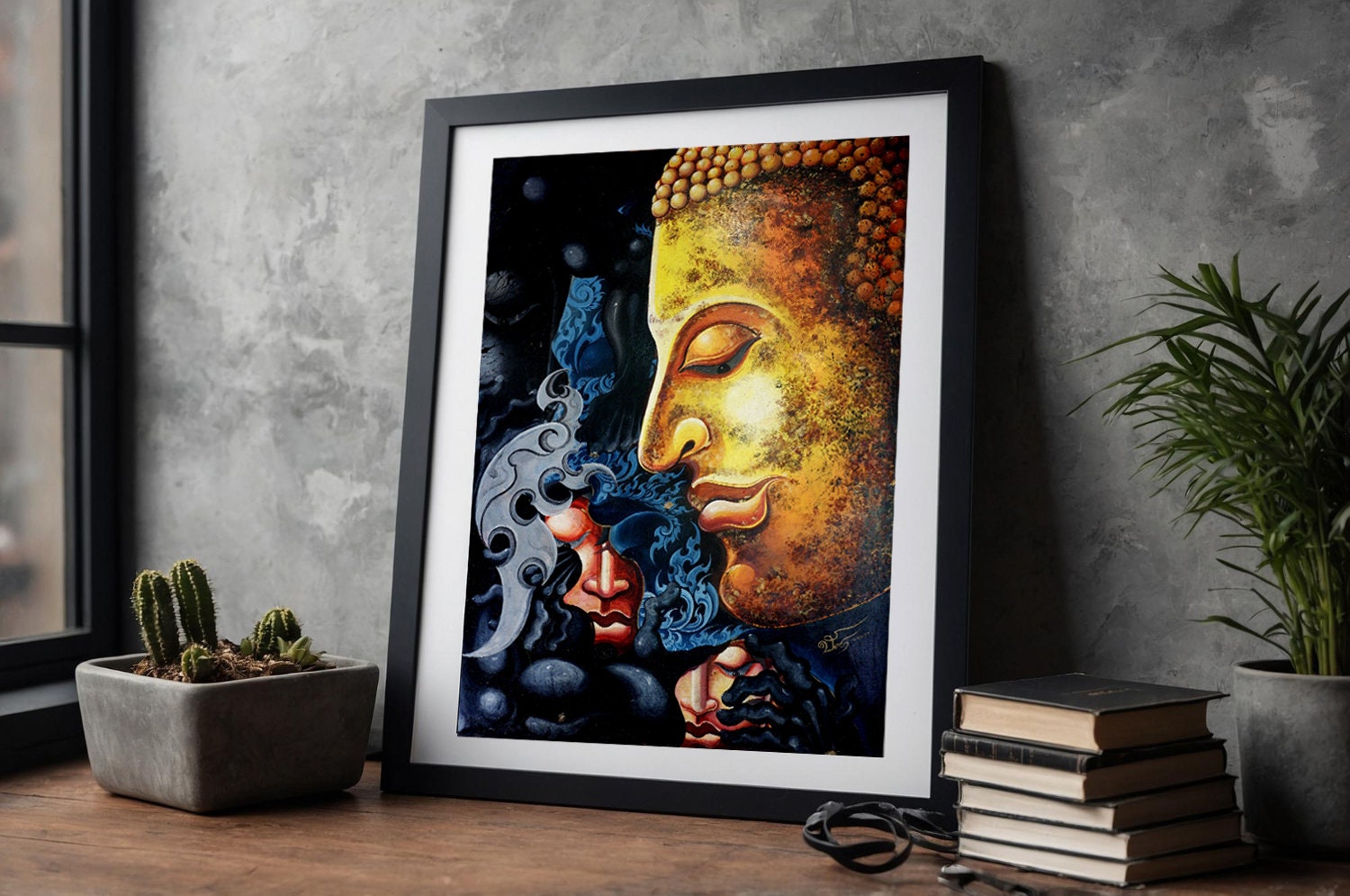 Printable Buddha Face Wall Art - Downloadable Buddha Canvas Print - 3D ...
