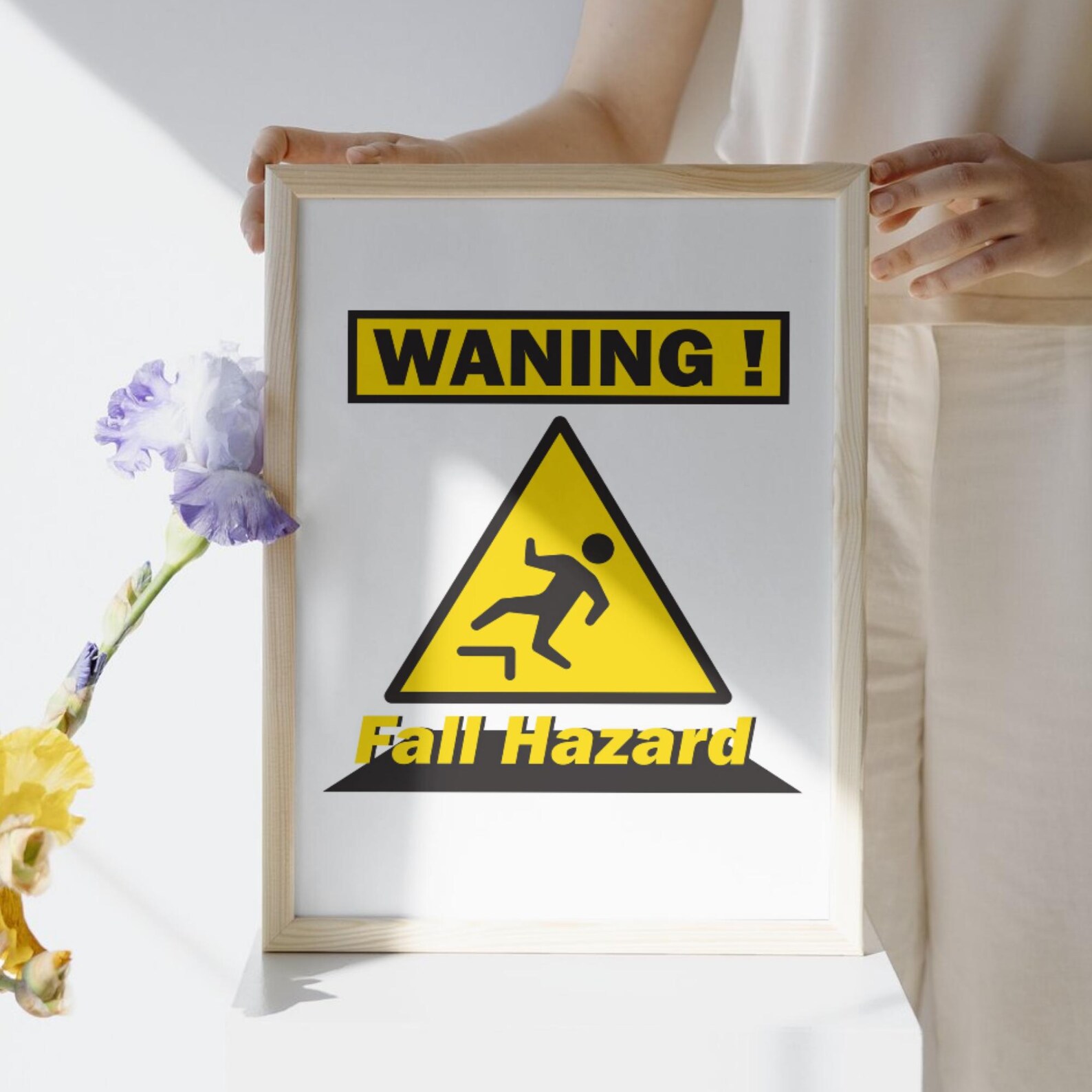 Warning Fall Hazard Sign - A4 Size, Printable JPG & PDF, Safety Notice ...
