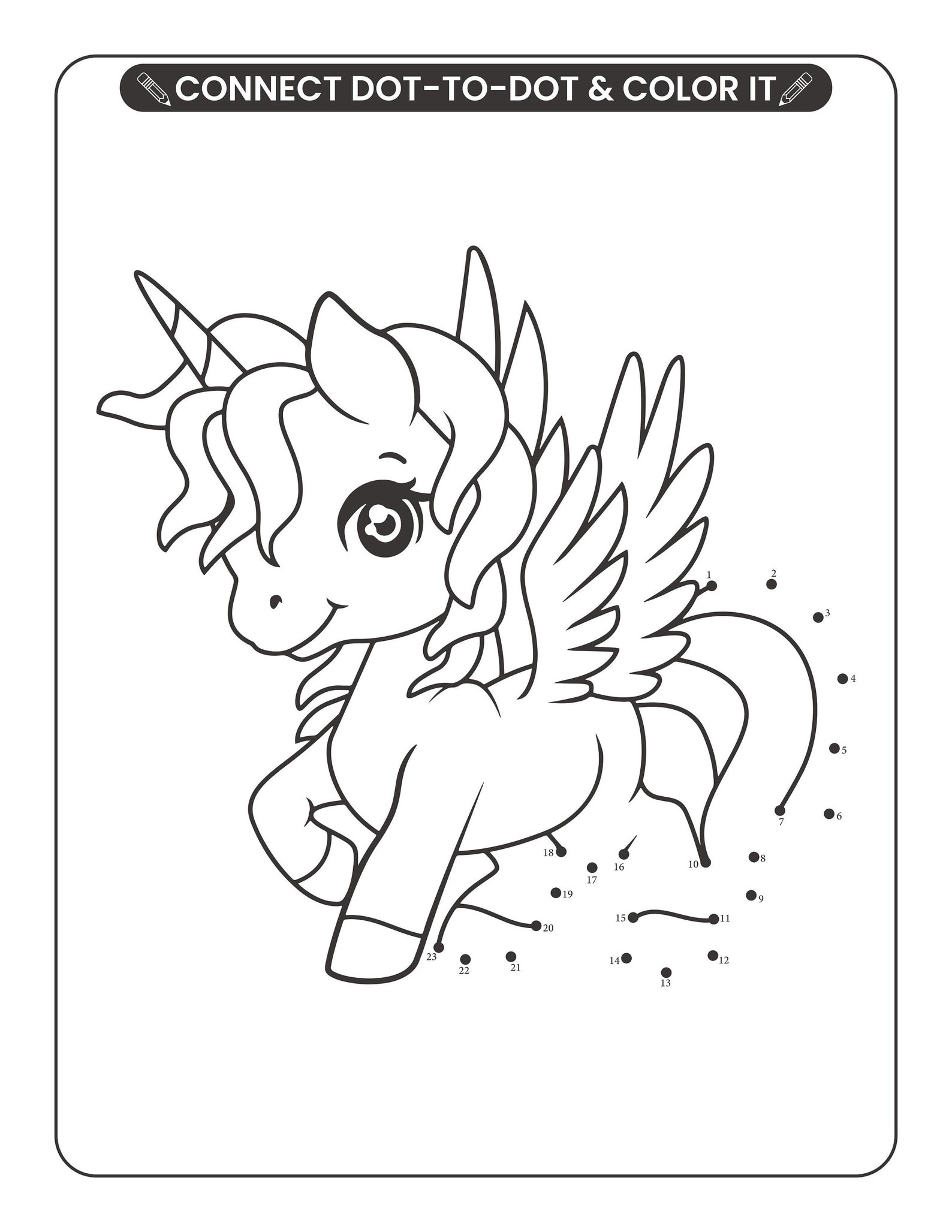 90 Unicorn Dot-to-dot Activity Sheets - Fun & Easy Unicorn Connect the ...