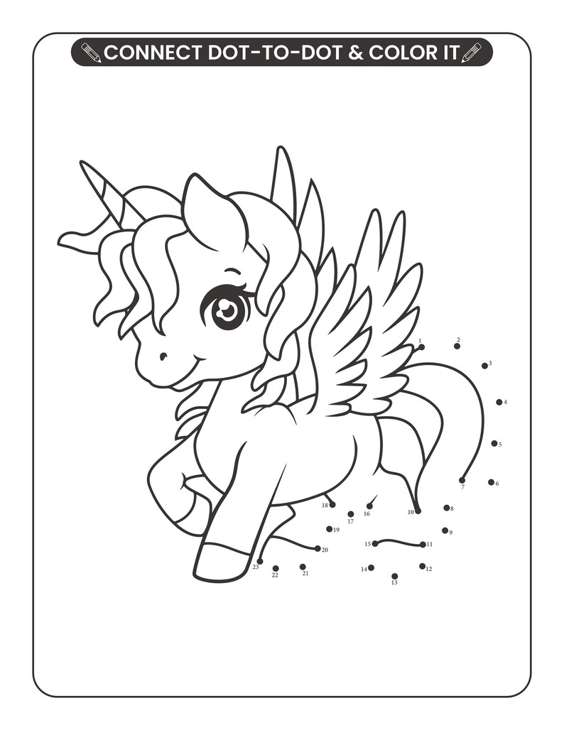 90 Unicorn Dot-to-dot Activity Sheets - Fun & Easy Unicorn Connect the ...