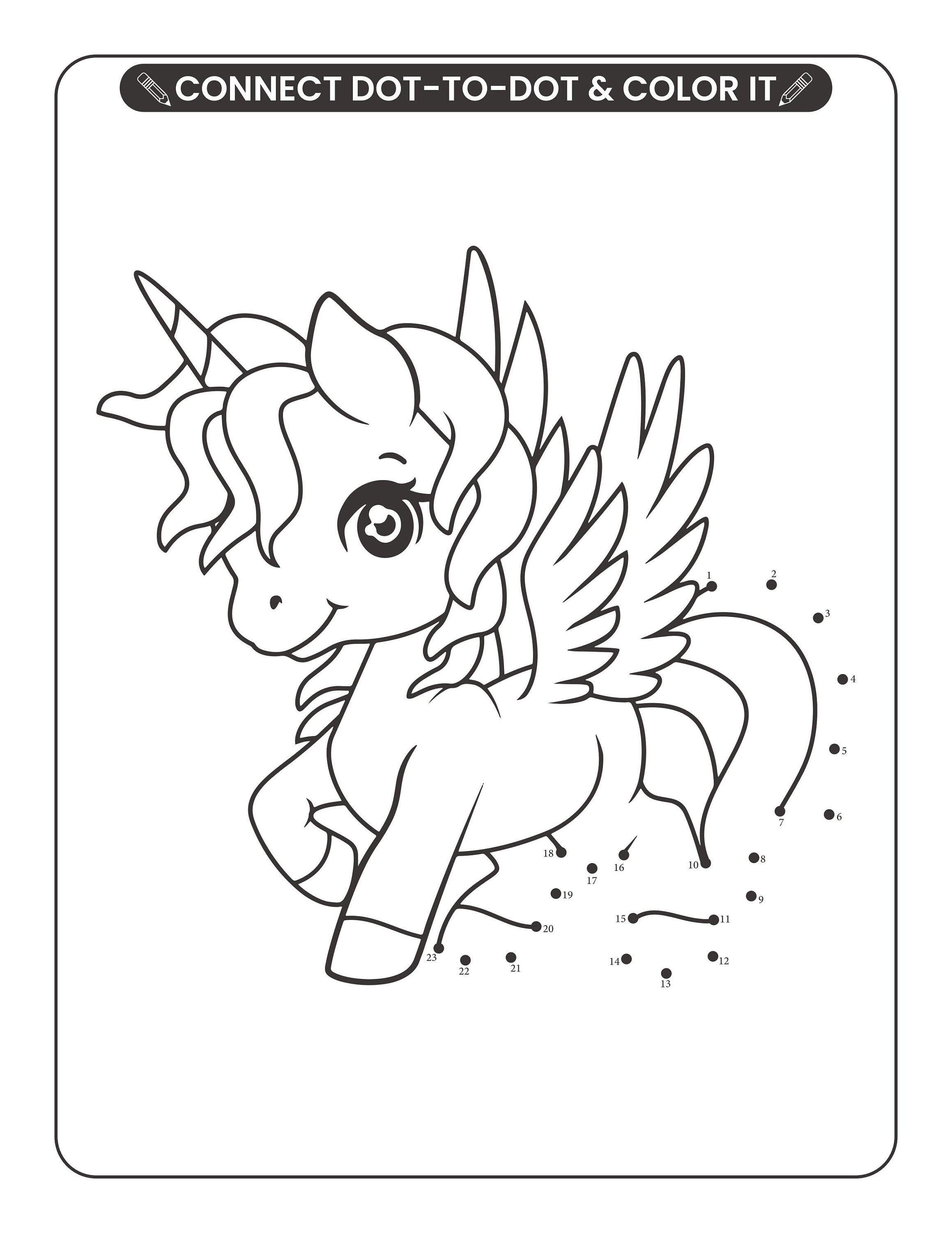 90 Unicorn Dot-to-dot Activity Sheets - Fun & Easy Unicorn Connect the ...