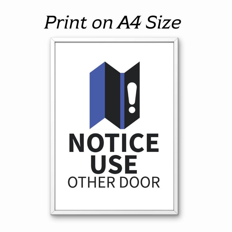 Notice Use Other Door Sign - Printable A4 PDF & JPG - Directional Sign ...