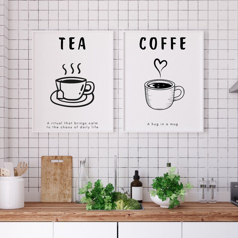 Tea Ritual Monochrome Instant Download Print. Modern Print. Kitchen ...