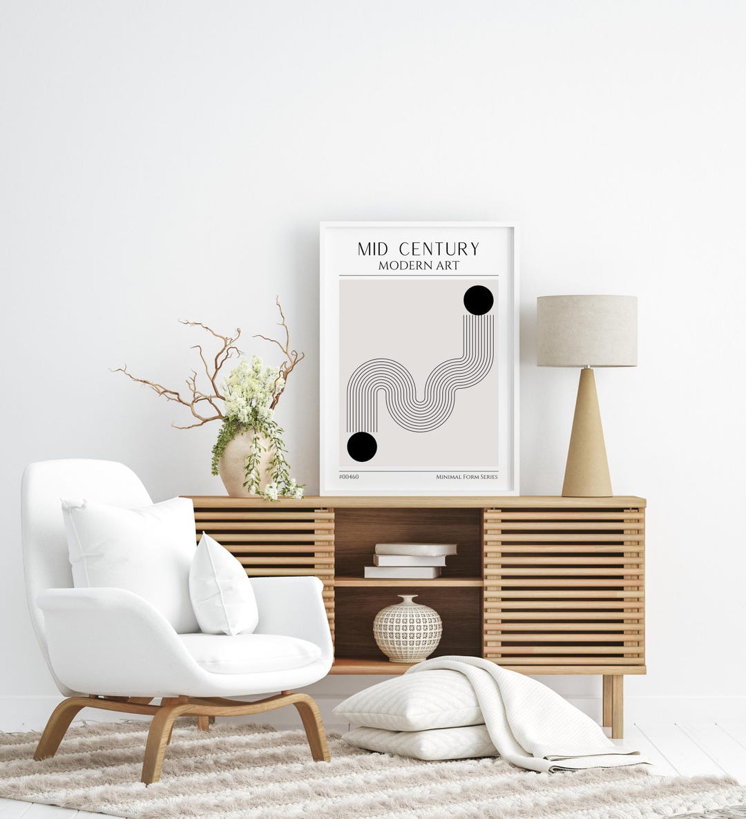 Mid Century Modern Wavy Line Art: Minimalist Geometric Print (digital ...