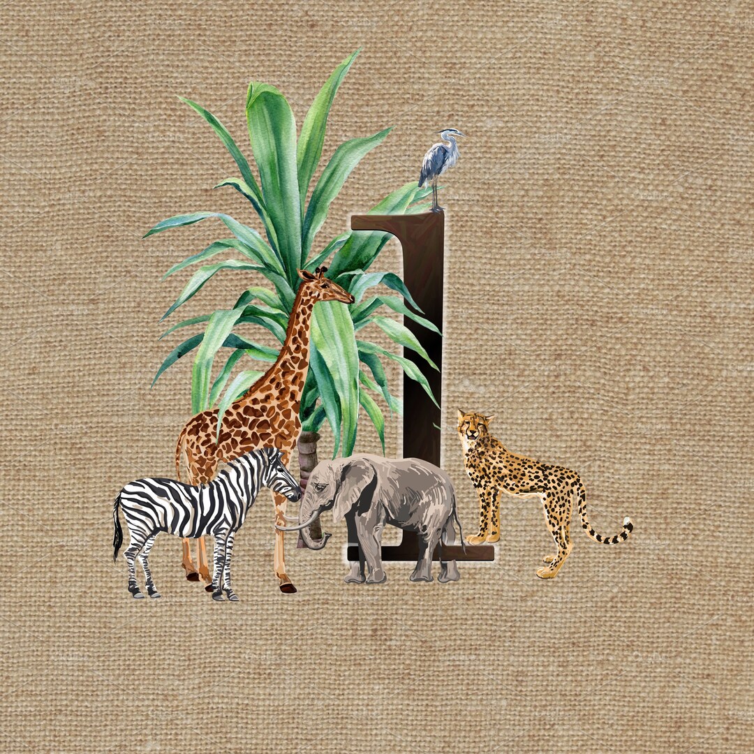 First Birthday, Hessian Background, Tropical, Animals, Digital File - Etsy