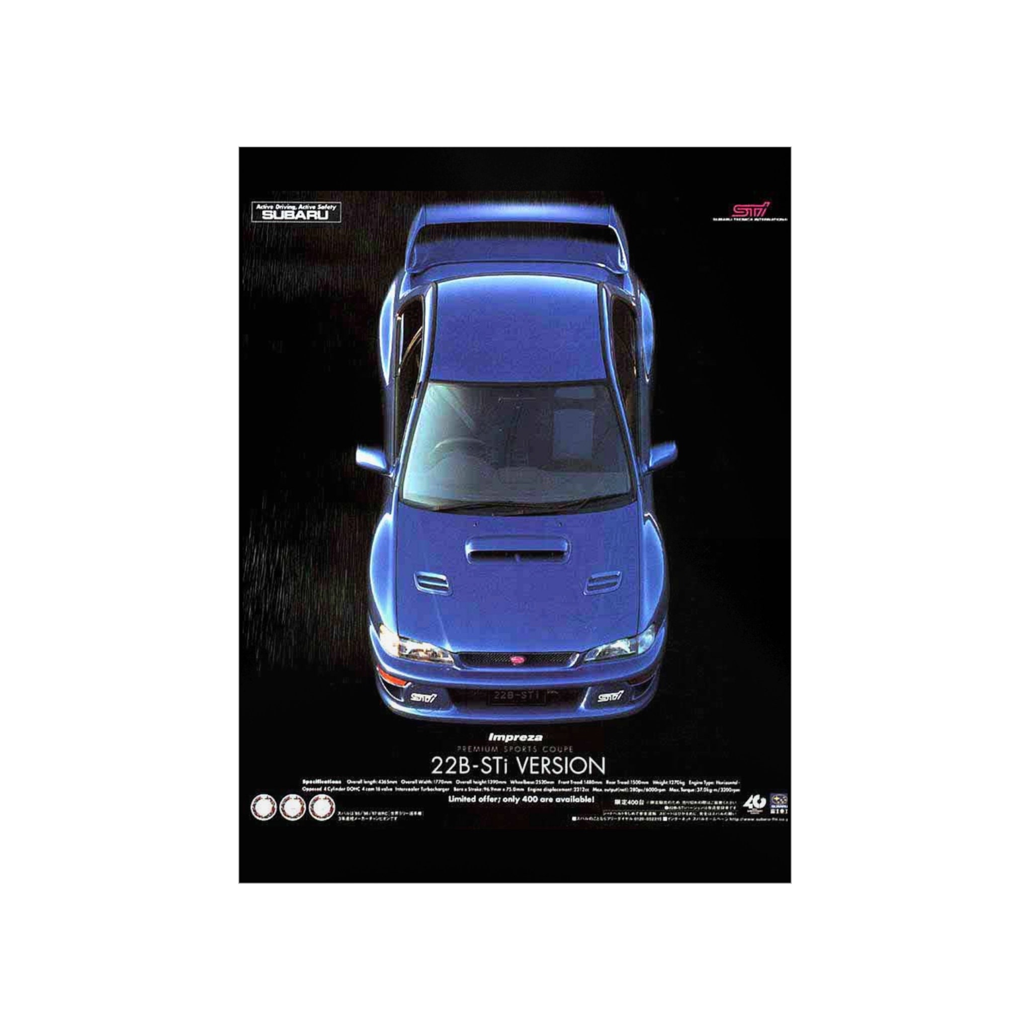 Subaru Impreza WRX STI 22B Advertisement Poster - Etsy