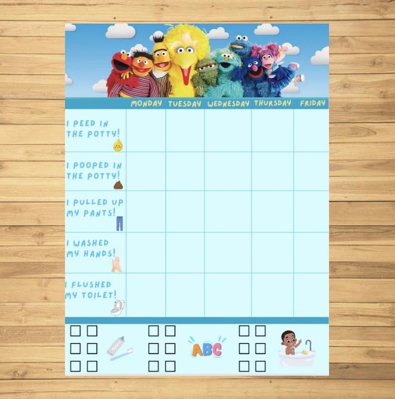 Sesame Street Potty Training Chart - Etsy